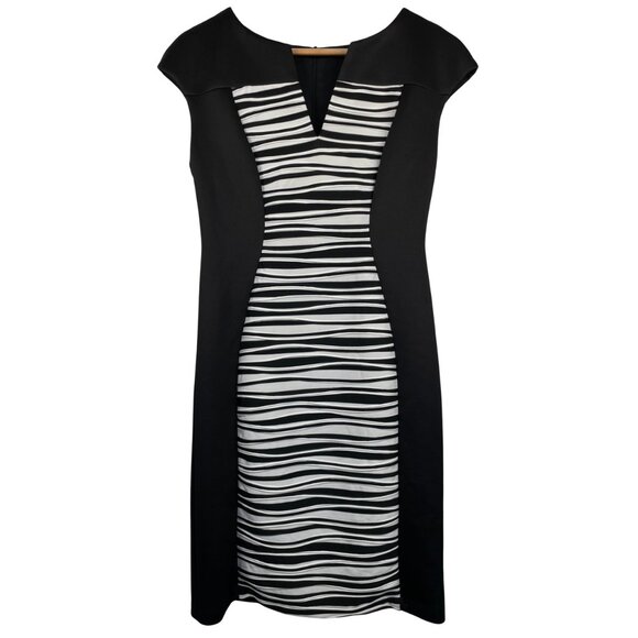 Covington | Dresses | Covington Black White Striped Front Panel Scuba ...